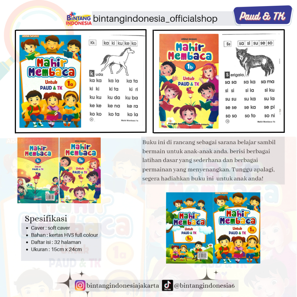 Jual Bintang Indonesia Jakarta - Buku Mahir Membaca 1A 1B Untuk Paud ...