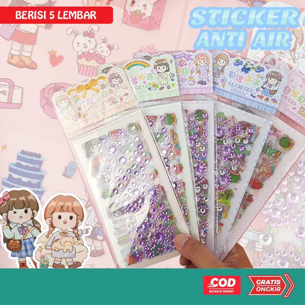 Jual Sticker Buku Asthetic Lucu/ Sticker Momo Tahan Air Isi 5PCS ...