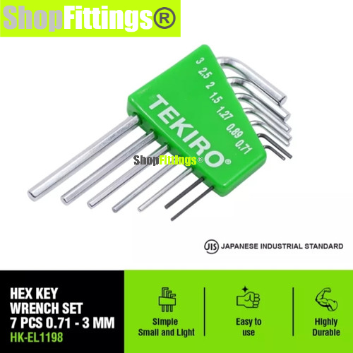 Jual TEKIRO Kunci L Set Elektronik 7pcs Hex Allen Key Metric 0,71-3mm ...