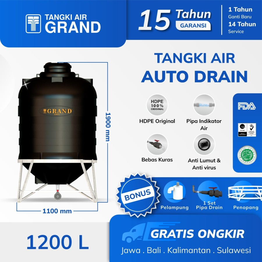 Jual DRAIN 1200 LITER TANGKI TANDON TOREN AIR GRAND TEDMOND GRATIS ...