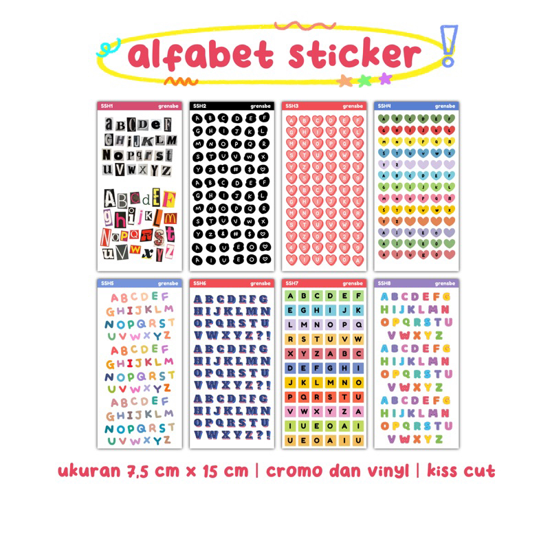 Jual alfabet sticker sheet/ sticker huruf / sticker journal bujo ...