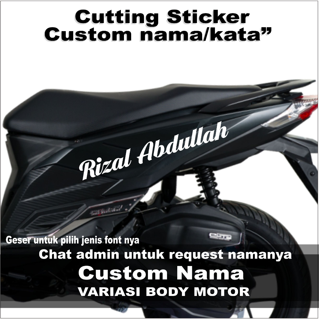 Jual sticker cutting custom nama/kata" variasi body motor | Shopee ...