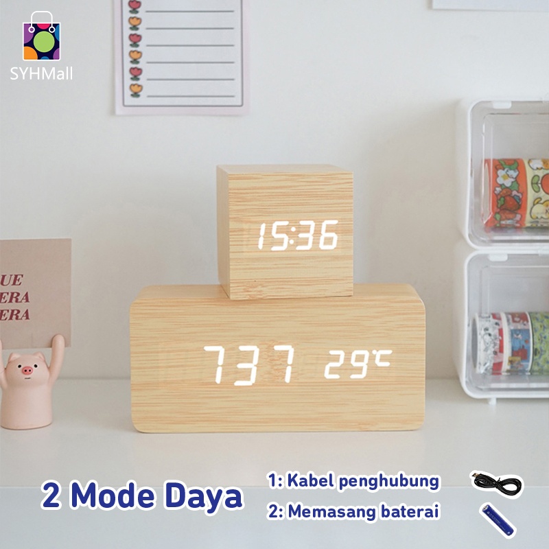 Jual 【Ready Stock】Jam Kayu / Jam Meja Kayu Digital Led / Digital Jam ...
