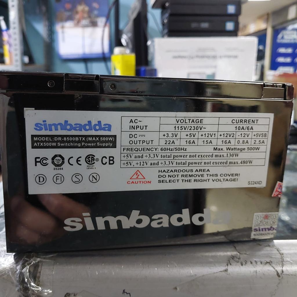 Jual psu powersupply simbadda 500watt pure ada 6pin vga pciexpress ...