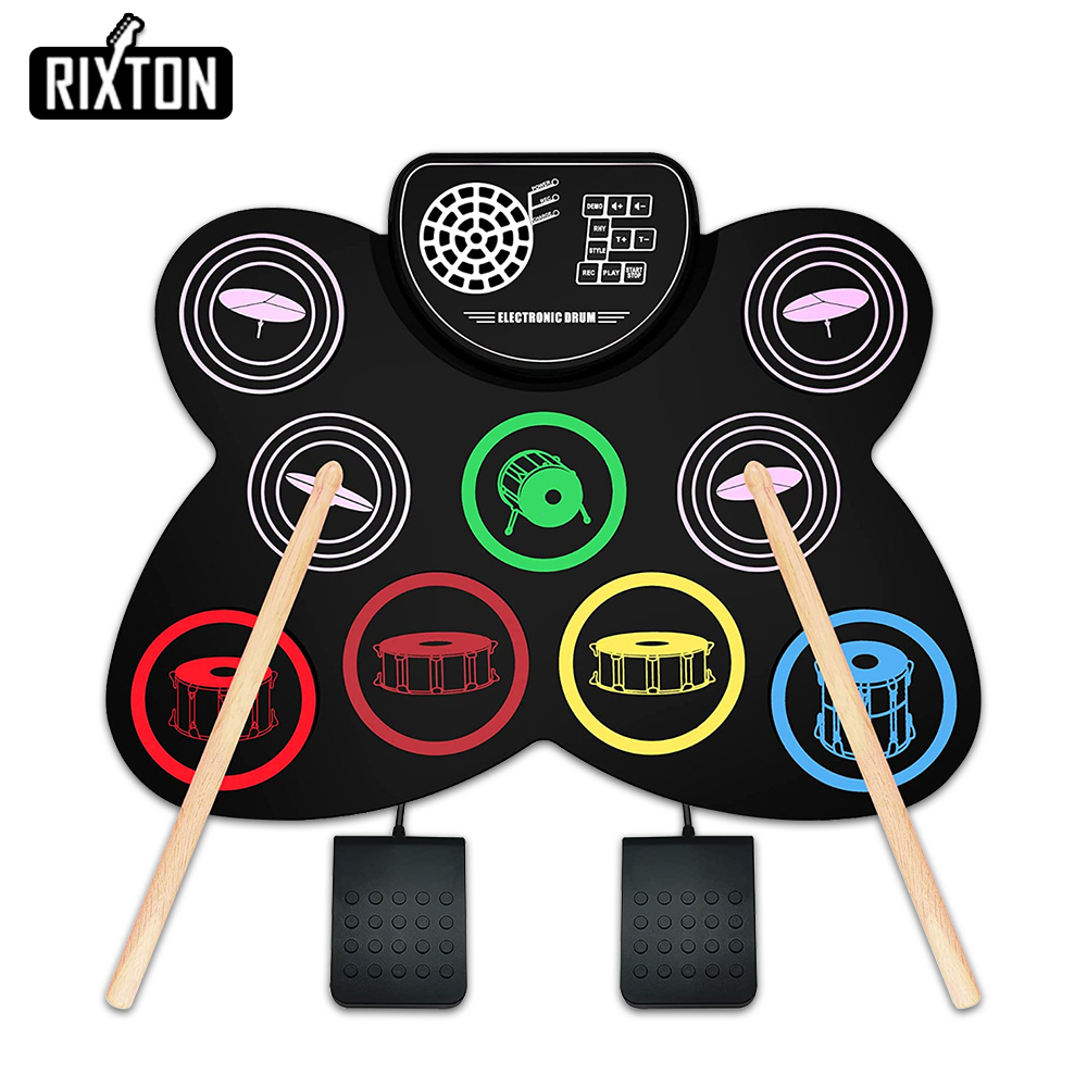 Jual Rixton 9 Pads Electronic Drum Set Roll-Up Silicone Digital Drum ...