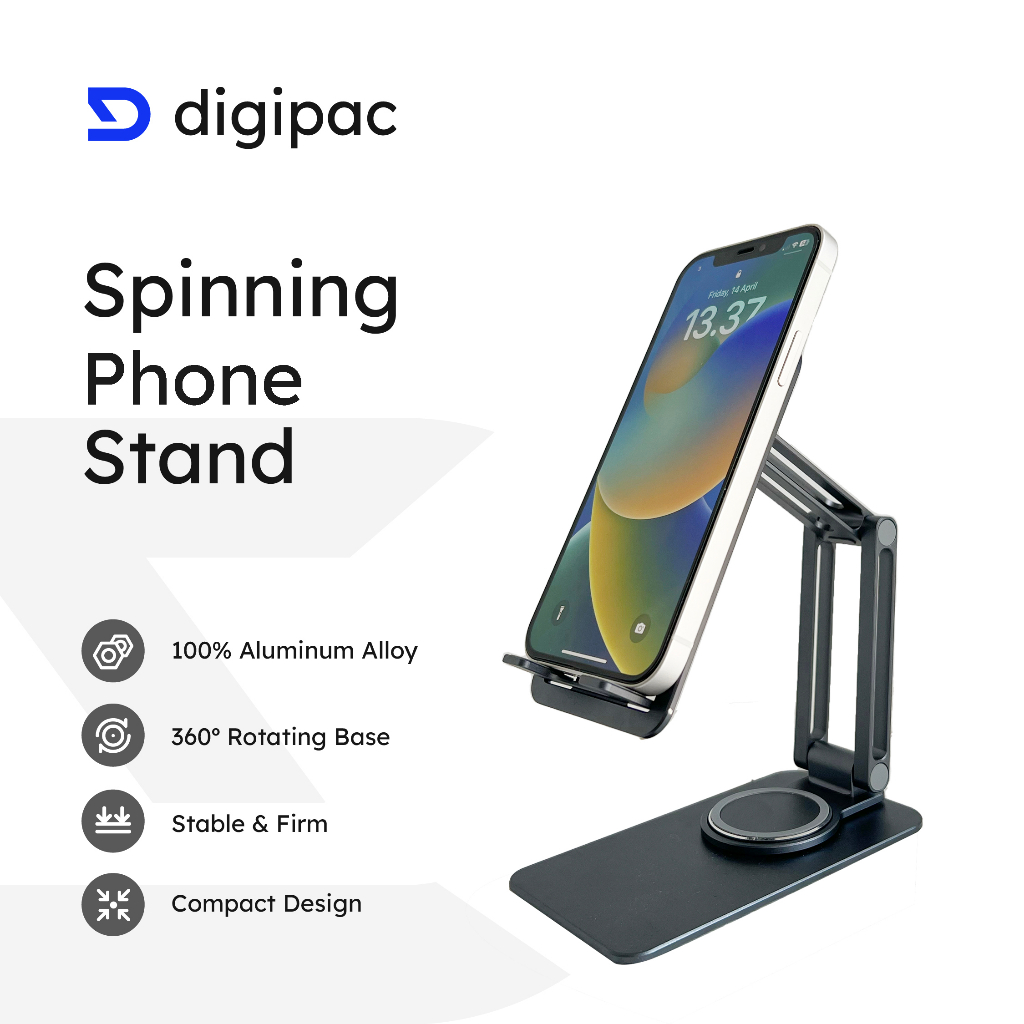 Jual Foldable Spinning Phone Stand 360 Aluminium Holder Metal HP Tablet ...
