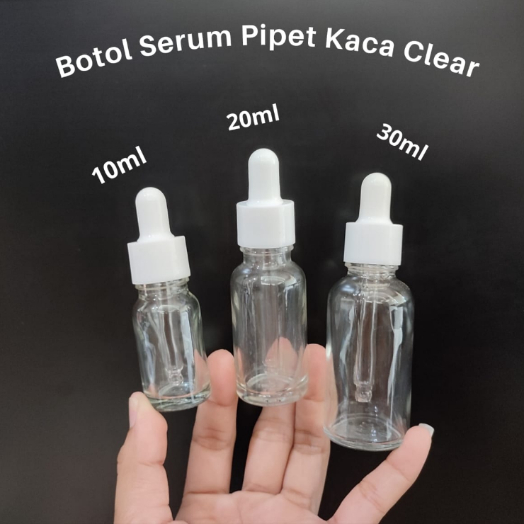 Jual Botol Serum 10ml Dropper Pipet Kaca Clear Bening Ring Putih Botol ...