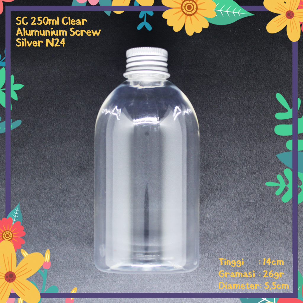 Jual BOTOL PLASTIK OVAL SC 250ML BENING TUTUP ULIR ALUMUNIUM SILVER N24 IMPORT PET MURAH TEBAL ...