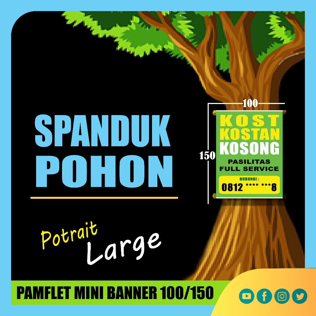 Jual Spanduk Pohon Pamflet Mini Banner Potrait Large 100/150 | Shopee ...