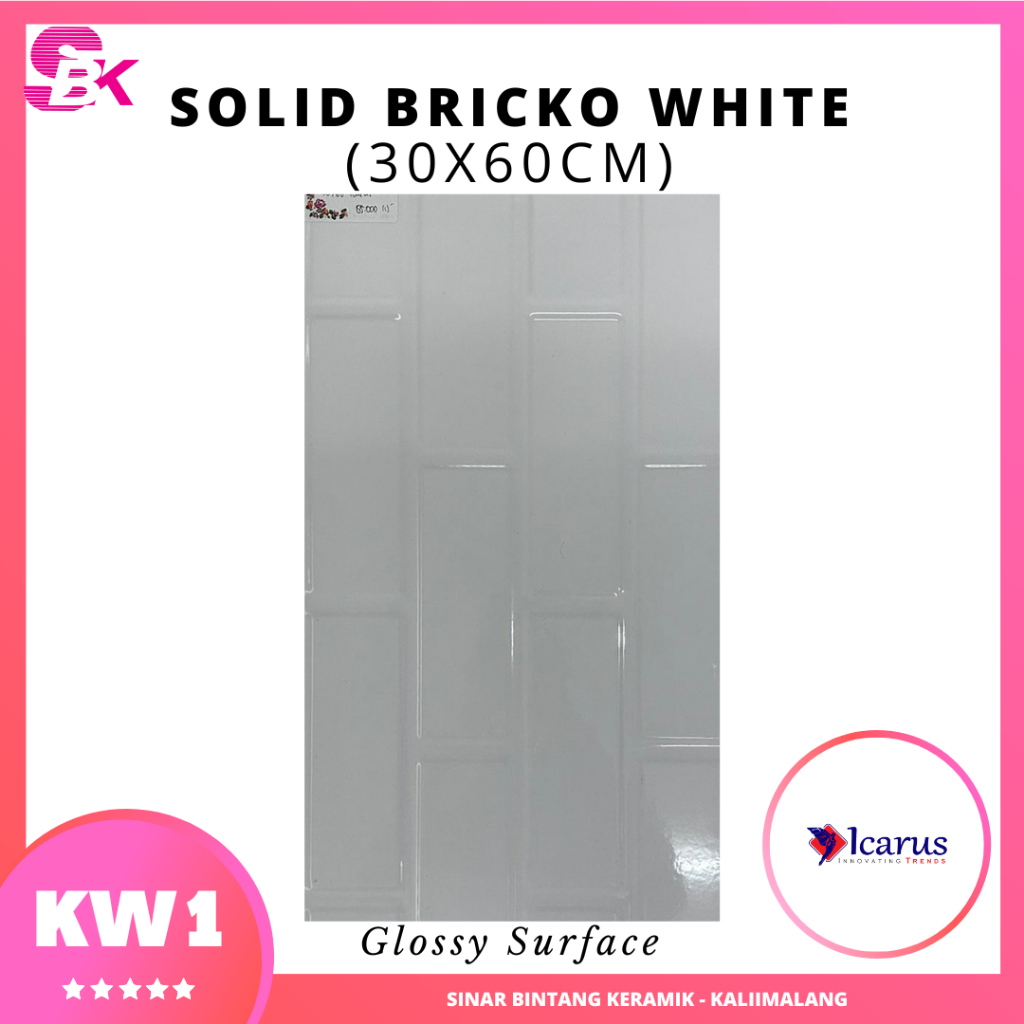 Jual Keramik Dinding 30x60 Solid Bricko White | Shopee Indonesia