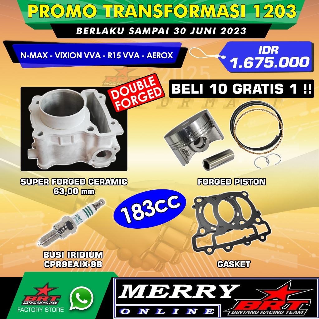 Jual Promo 1205 Paket Bore Up BRT Lexi 125 Nmax Vixion VVA R15 VVA Aerox Blok Piston 58 63mm ...