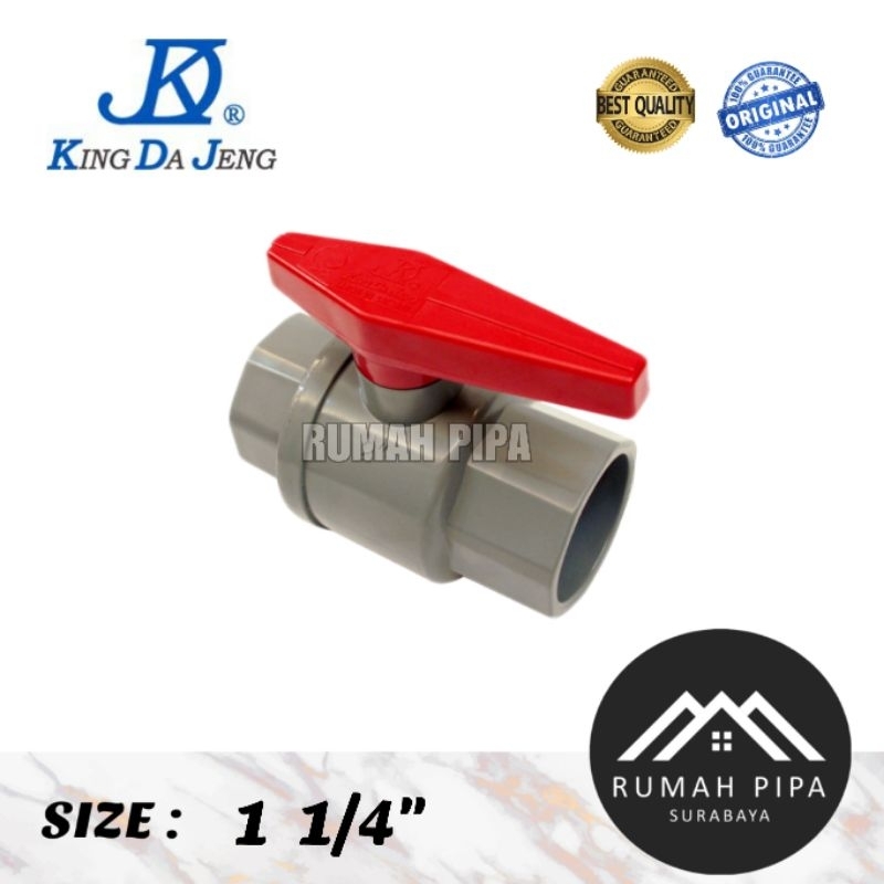 Jual Stop Kran Ball Valve 1 1/4” PVC - King Da Jeng / KDJ | Shopee Indonesia