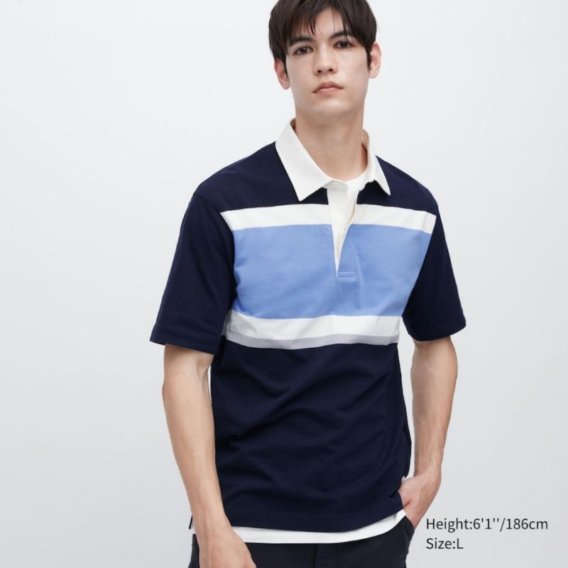 Jual KAOS POLO RUGGER GARIS LENGAN PENDEK (PANEL) | Shopee Indonesia