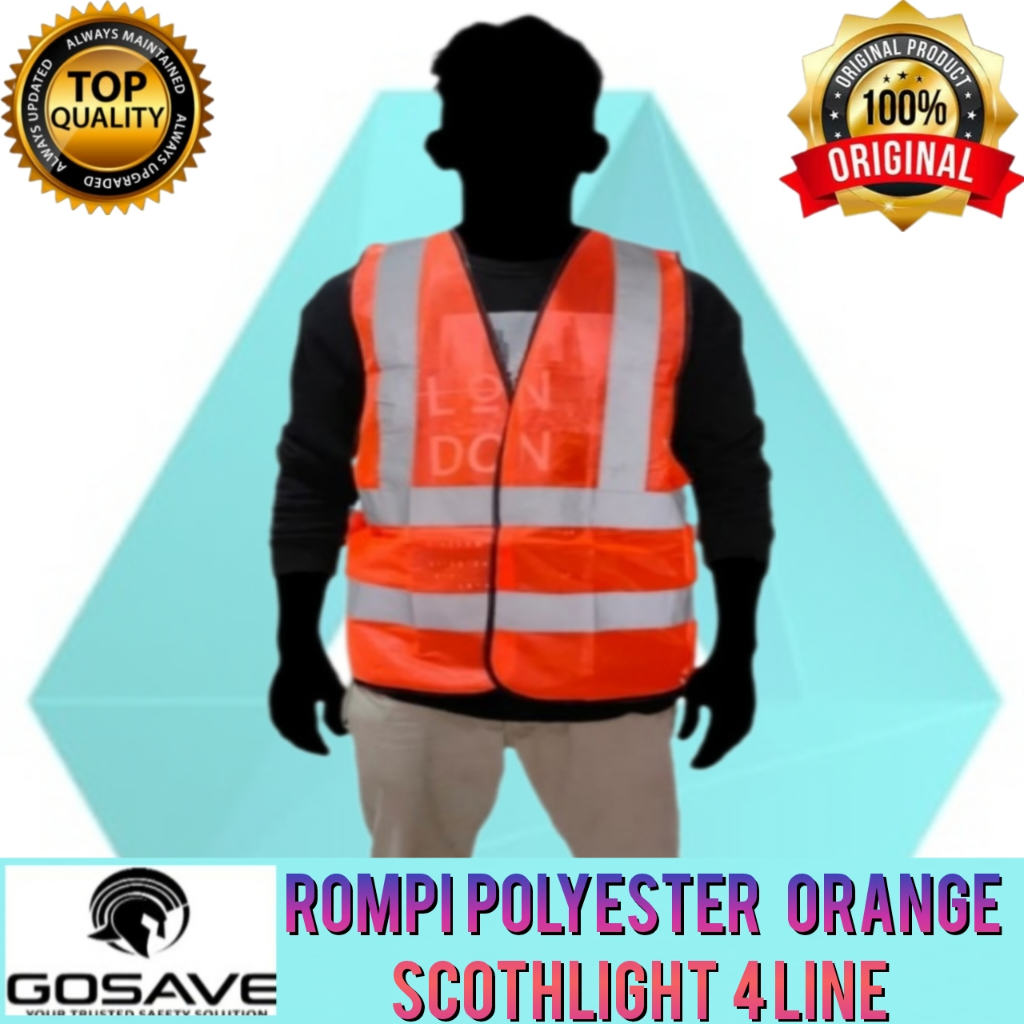 Jual Rompi Safety Proyek Polyester 4 Line Basic Orange Gosave | Shopee ...
