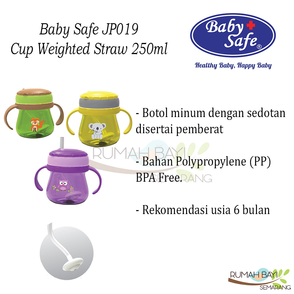 Jual Baby Safe Cup Weighted Straw 250ml JP019- Botol Sedotan Anak dengan Pemberat | Shopee Indonesia