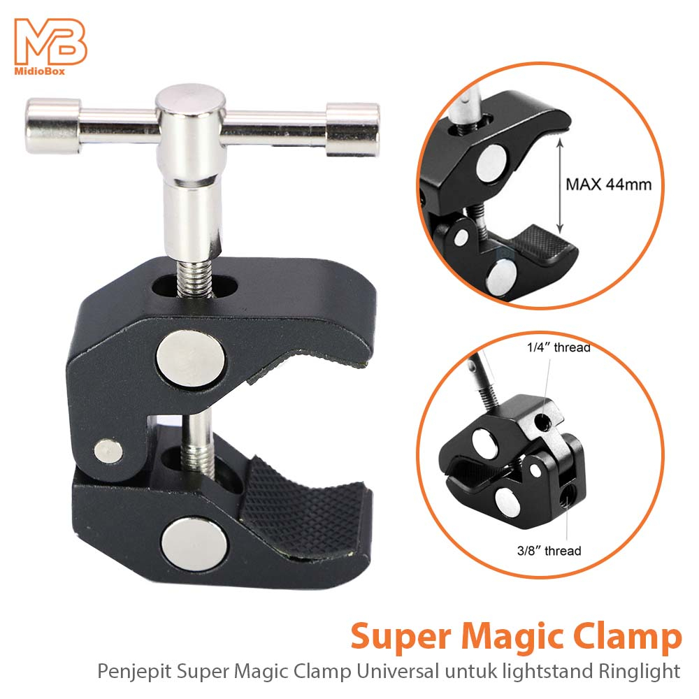 Jual Midio Penjepit Super Magic Clamp Universal untuk lightstand Ringlight | Shopee Indonesia