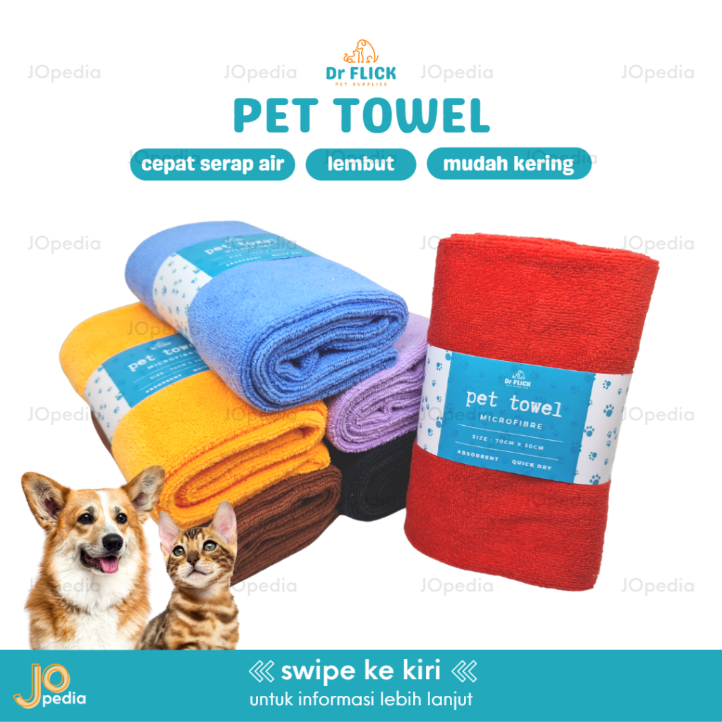 Jual Dr FLICK PET TOWEL Handuk Mandi Kucing Anjing Lap Microfiber Hewan ...