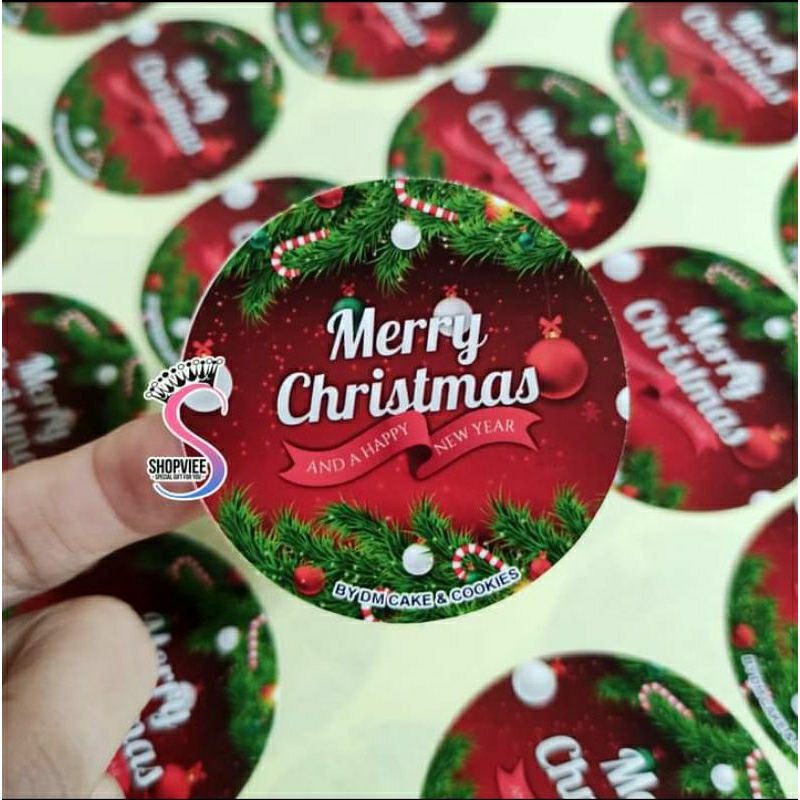 Jual Cetak Stiker Label Custom Tema Natal | Shopee Indonesia