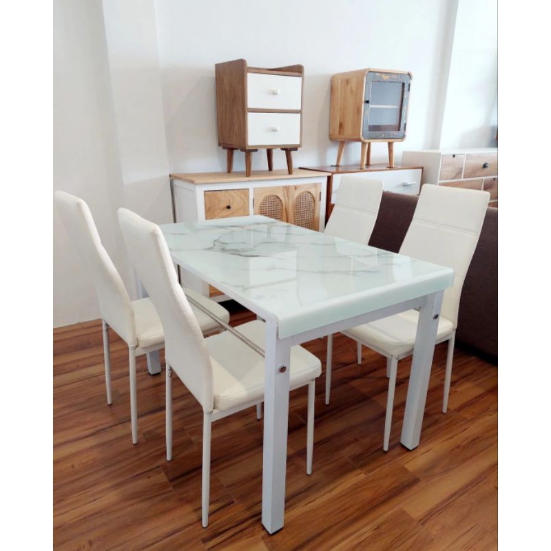 Jual Meja Makan 4 Kursi Tempered Glass PEVITA By IMPORTA | Shopee Indonesia