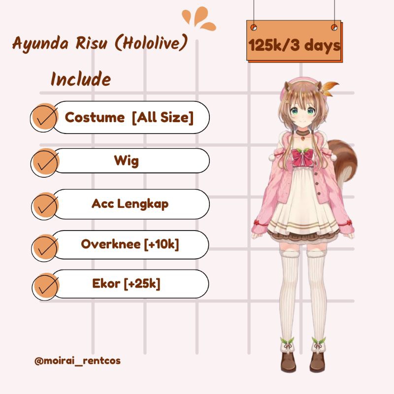 Jual RENTAL COSTUME COSPLAY AYUNDA RISU/ VTUBER | Shopee Indonesia