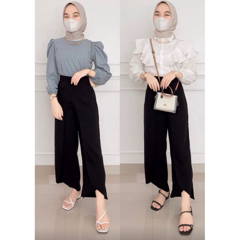 Jual Byklana.id -Klana Kulot Layer Hitam / Highwaist Celana Panjang ...