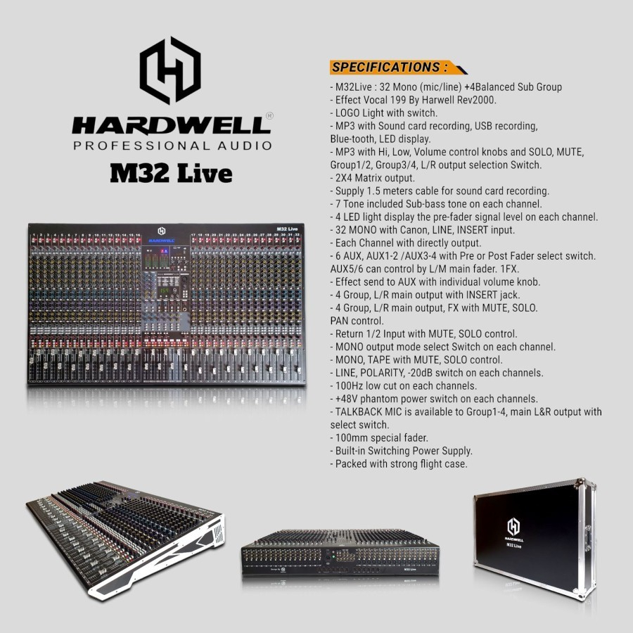 Jual MIXER AUDIO 32 CHANNEL MIXER AUDIO HARDWELL M32 LIVE ORIGINAL NEW ...