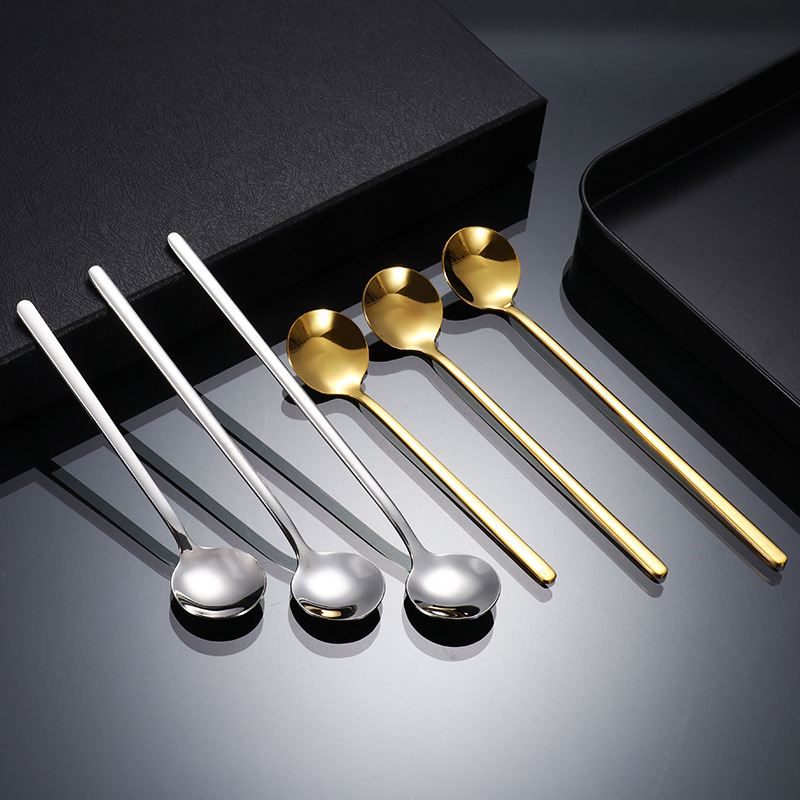 Jual IJN SENDOK STAINLESS PANJANG BULAT GOLD SILVER / SENDOK ES KOPI ...