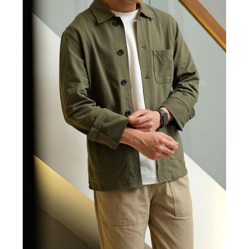 Jual Uniqlo Work Jacket Original - Olive Khaki Dark Khaki | Shopee ...