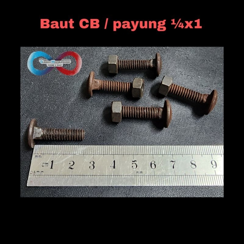 Jual Baut Mur CB 1/4 x 1 inch (Baut Payung) | Shopee Indonesia