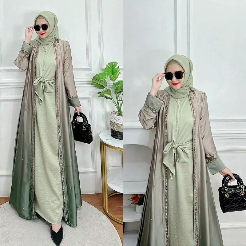 Jual Abaya Outer silk/outer Shimmer/dress Shimmer/Jenna eid series ...