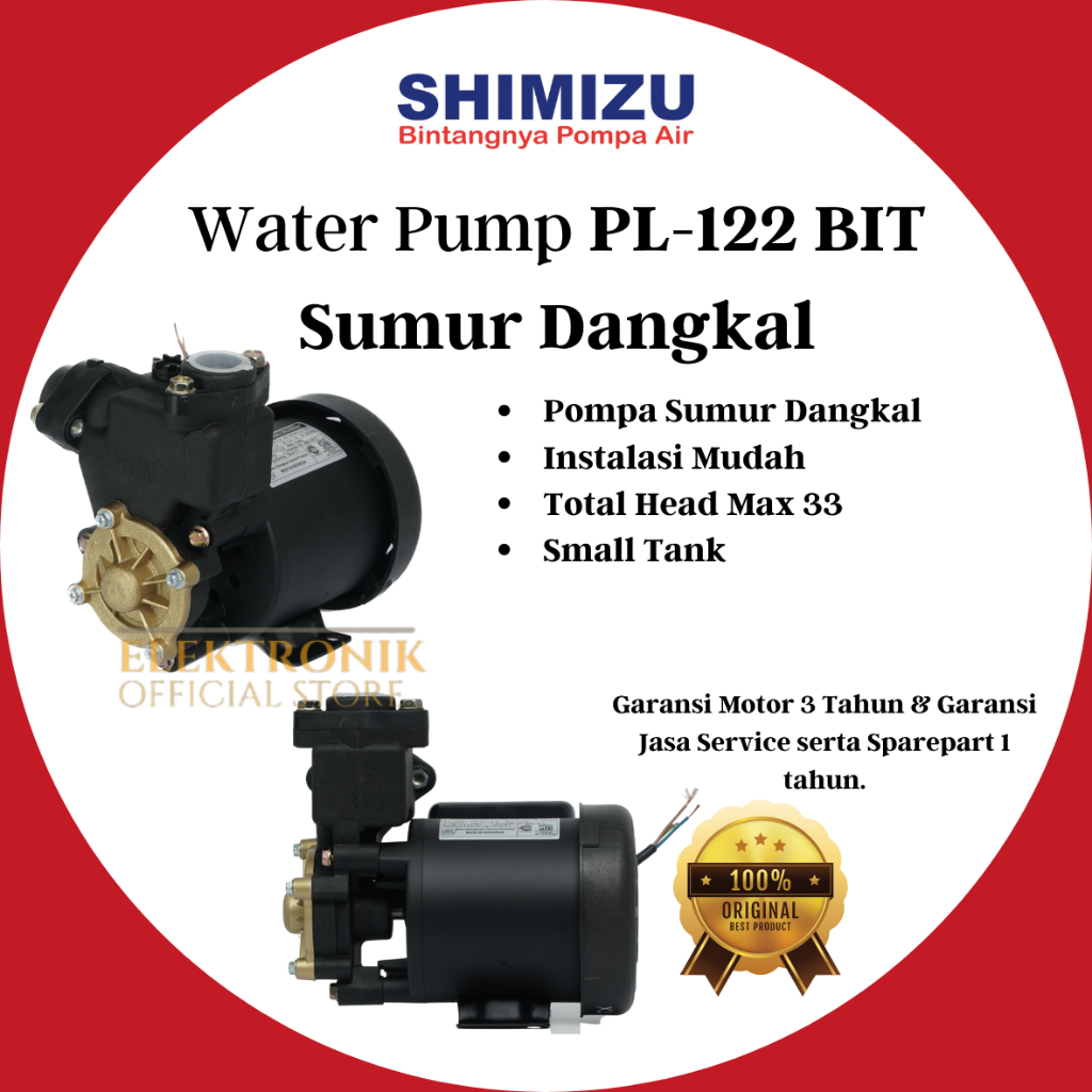 Jual SHIMIZU POMPA AIR PL 122BIT NON AUTOMATIC PUMP/SUMUR DANGKAL ...