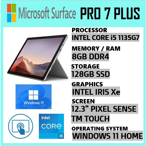 Jual Microsoft Surface Pro 7 PLUS intel core i5 Gen 11 8GB 128GB SSD 12 ...