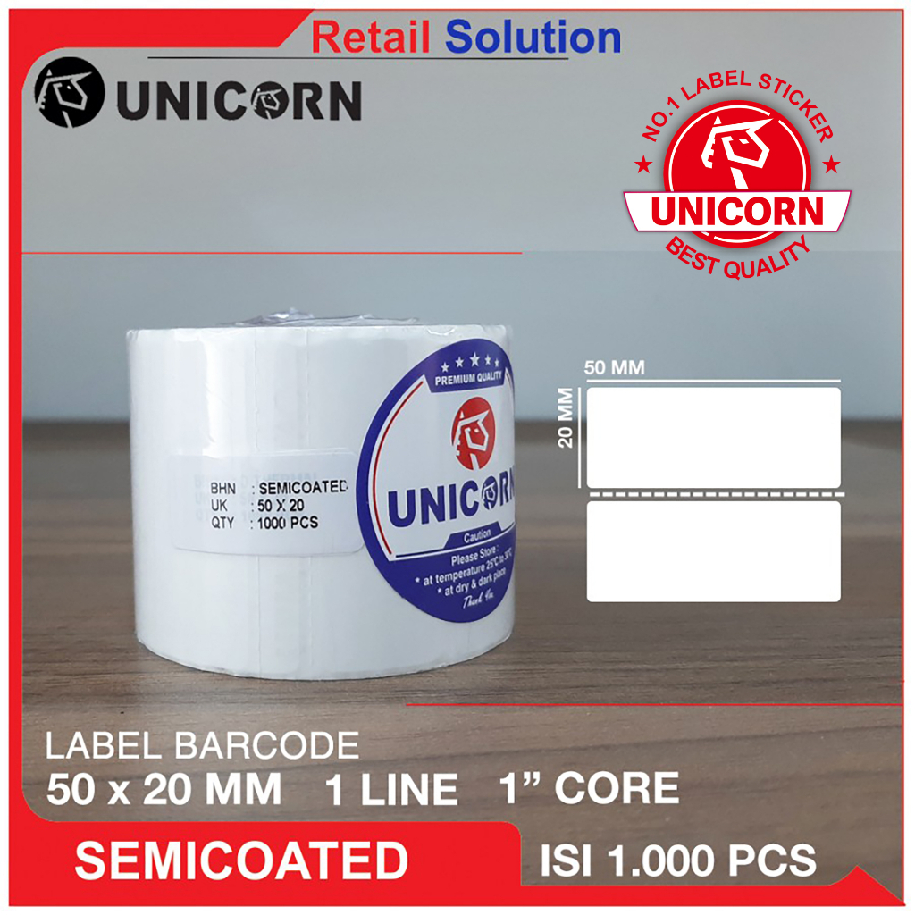 Jual Stiker Barcode Label Semicoat 50 x 20 / 50x20 / 50x20mm Isi 1000 1L | Shopee Indonesia