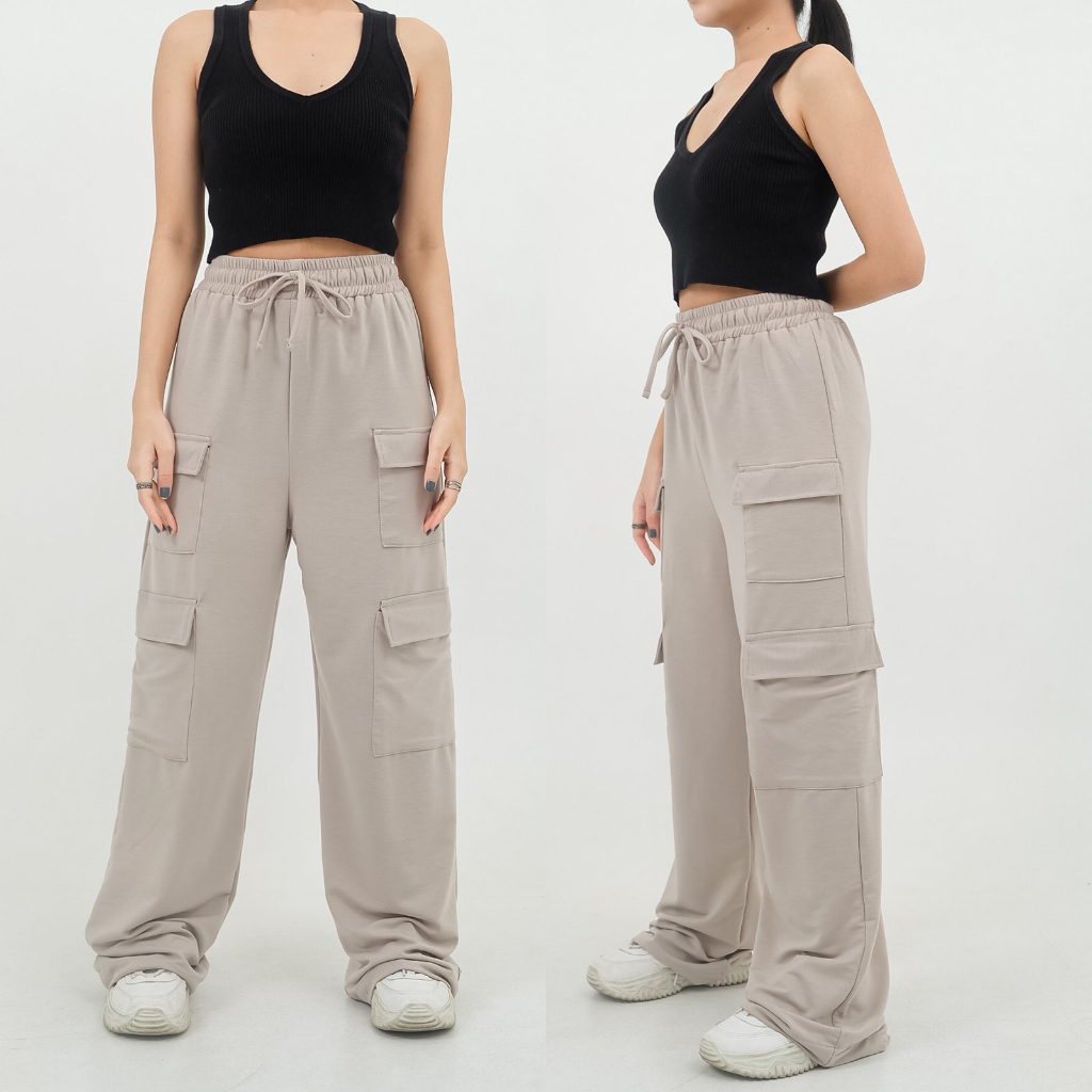 Jual Lisa cargo pants / celana cargo wanita / celana beby terry premium ...