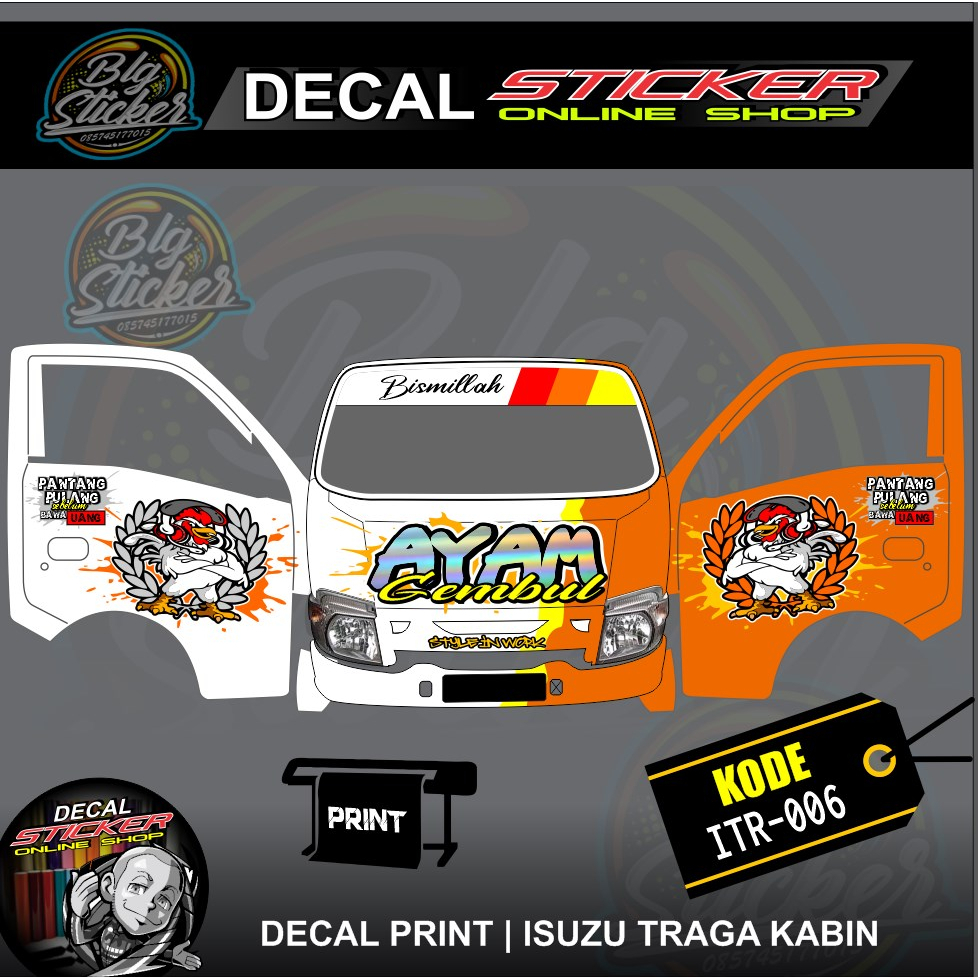 Jual STIKER MOBIL PICKUP TRUCK ISUZU TRAGA FULL KABIN DECaL PRINT ...