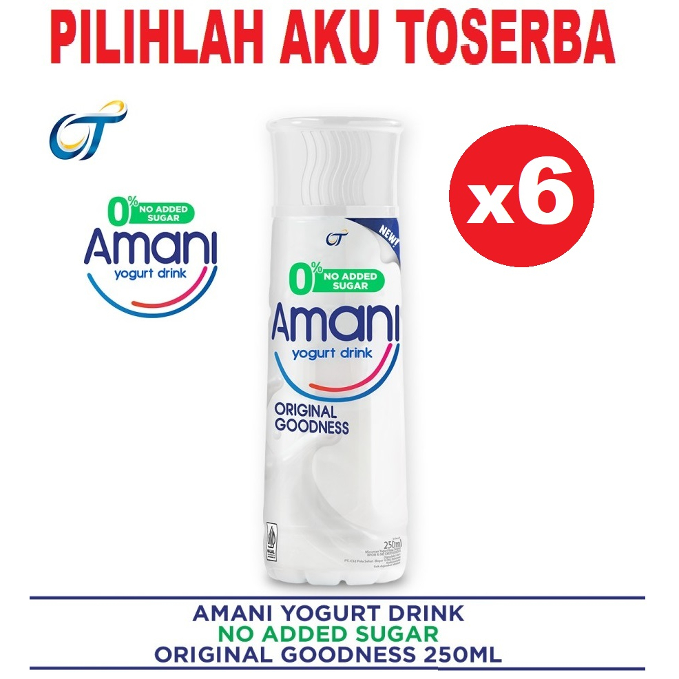 Jual AMANI Yogurt Drink NO ADDED SUGAR ORIGINAL 250 ml - ( HARGA 6 BOTOL ) | Shopee Indonesia