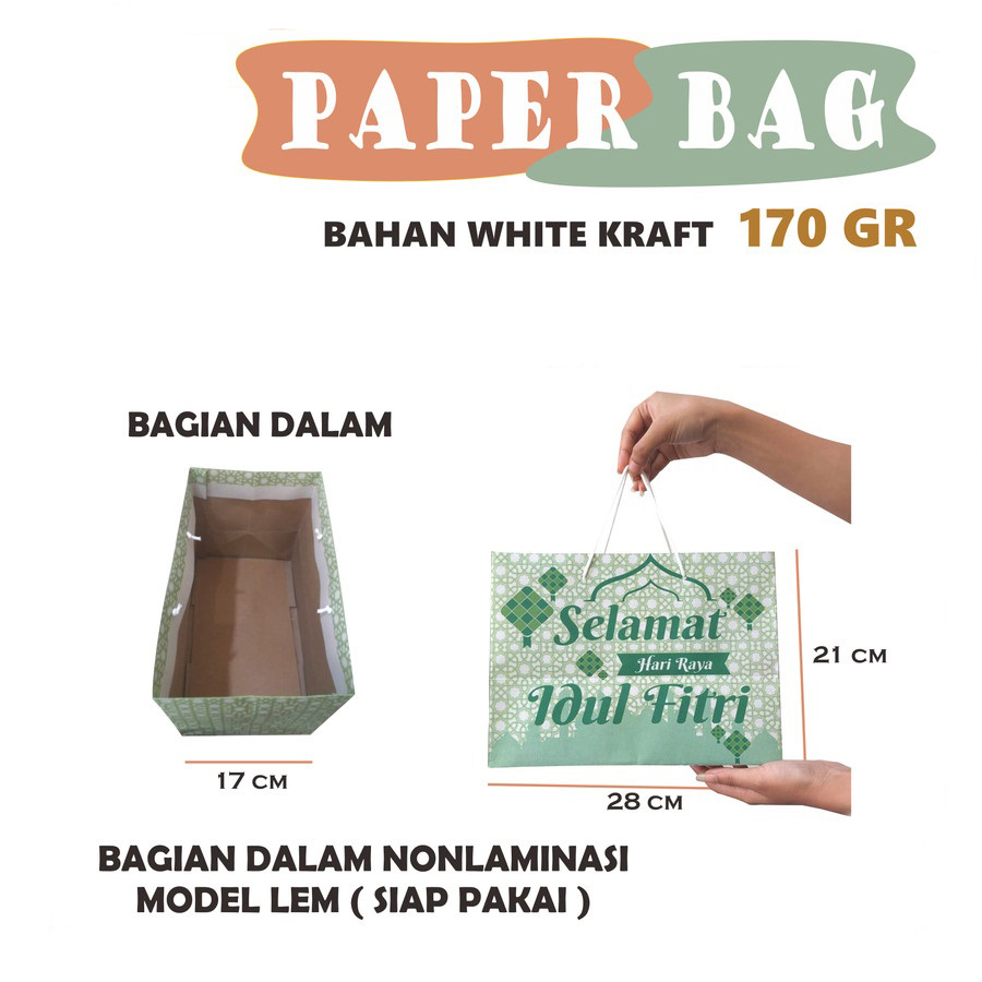 Jual PaperBag Lebaran - Kraft - 28cm x 17cm x 21cm | Shopee Indonesia