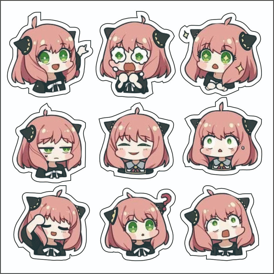 Jual 9 PCS Sticker Lucu Custom | Keropi | Quby | Anya | Pochacco ...