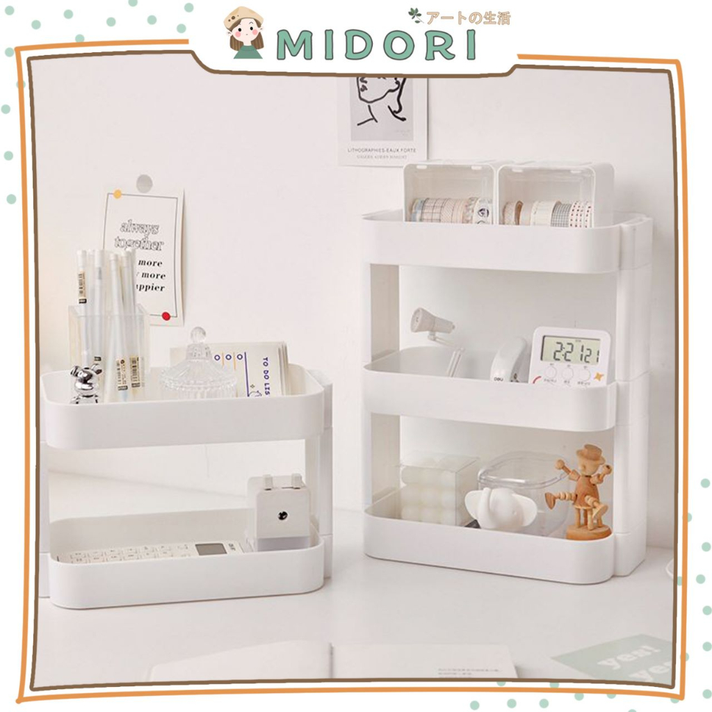Jual [MIDORI] Rak Desktop Multi-layer Rak Penyimpanan Aesthetic Korean Style Rak Putih Tingkat ...