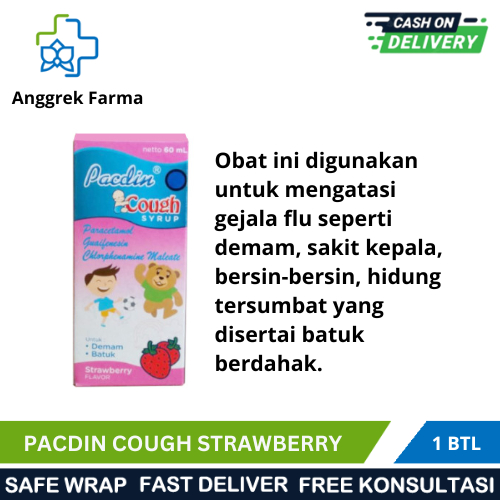 Jual PACDIN COUGH RASA STRAWBERRY SIRUP/60 ML/OBAT BATUK BERDAHAK UNTUK ...