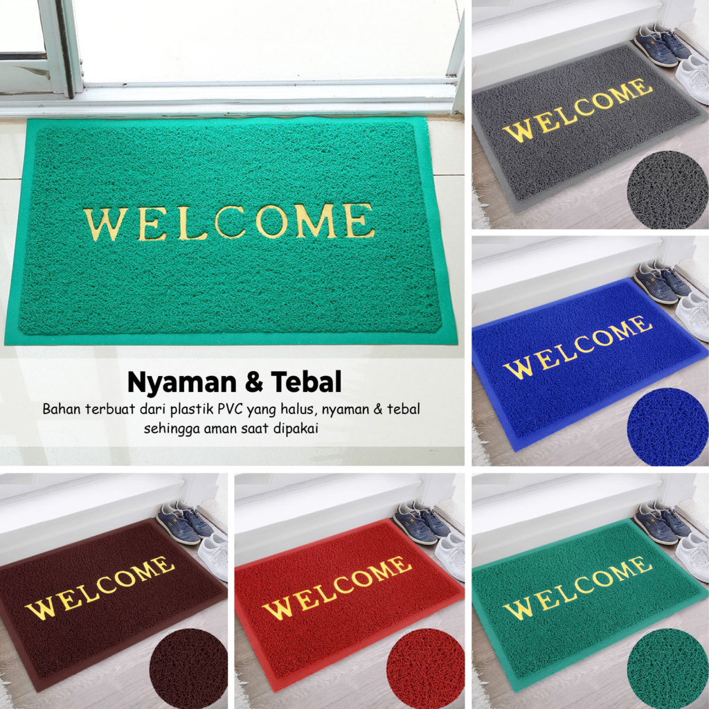 Jual Keset Lantai Welcome Karpet MIE bihun Anti Slip Ukuran 40x60cm PVC ...
