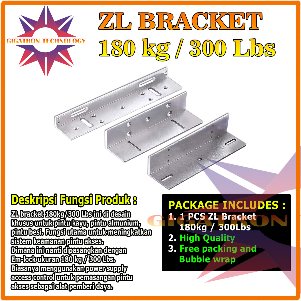 Jual Bracket ZL Emlock 180KG 300LBS / Bracket LZ Magnetic Lock Em-Lock ...