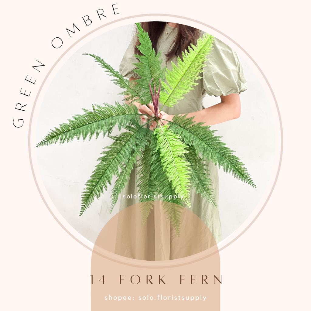 Jual 14 FORK FERN ARTIFICIAL DEKORASI DEDAUNAN DAUN HIJAU DAUN JUNTAI ...