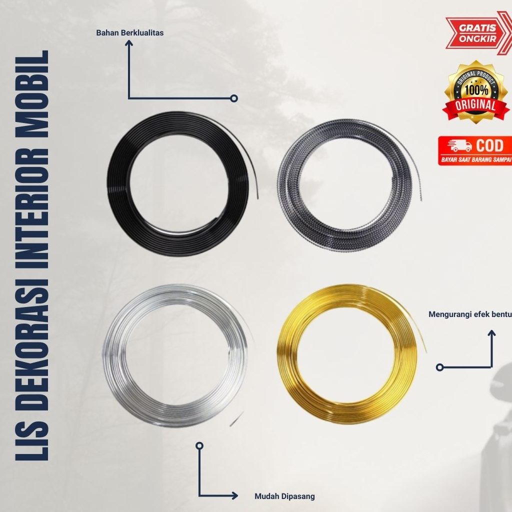 Jual Lis Strip Dekorasi Interior Mobil Moulding Chrome Trim Strip 4 M ...
