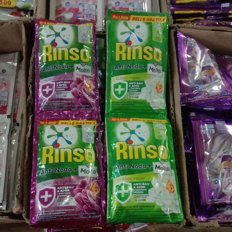 Jual Rinso Molto Deterjen Cair Sachet Renceng 38ml | Shopee Indonesia