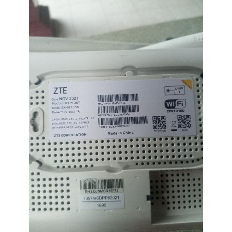 Jual ONT ZTE ZXHN F670L DualBand Sinyal 2,4G Dan 5G GPON Port Biru ...