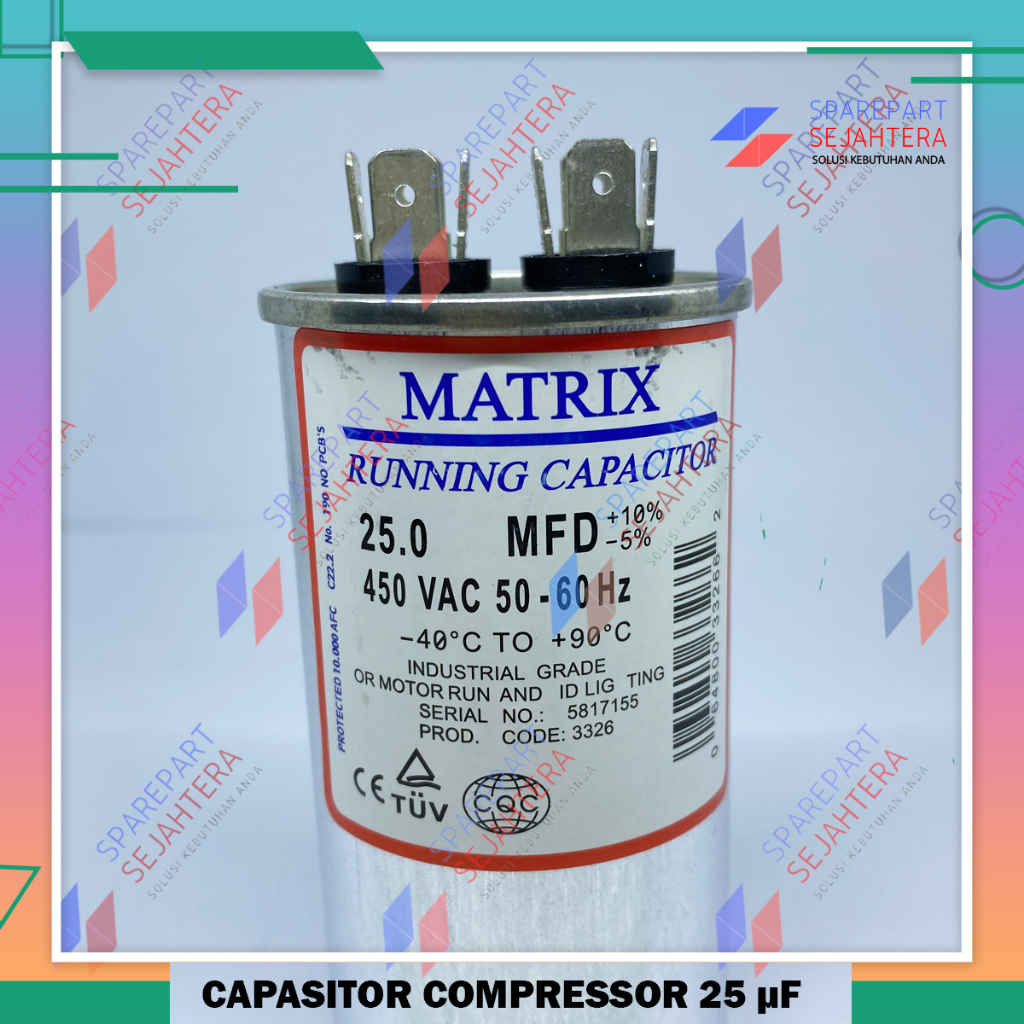 Jual KAPASITOR CAPASITOR AC MESIN KOMPRESOR COMPRESOR 25 UF MATRIX ...