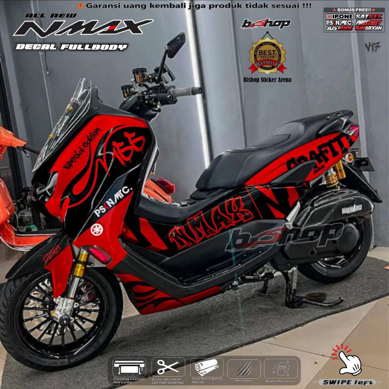 Jual Stiker Decal Motor New Nmax Full Body Variasi Grapiti Merah ...