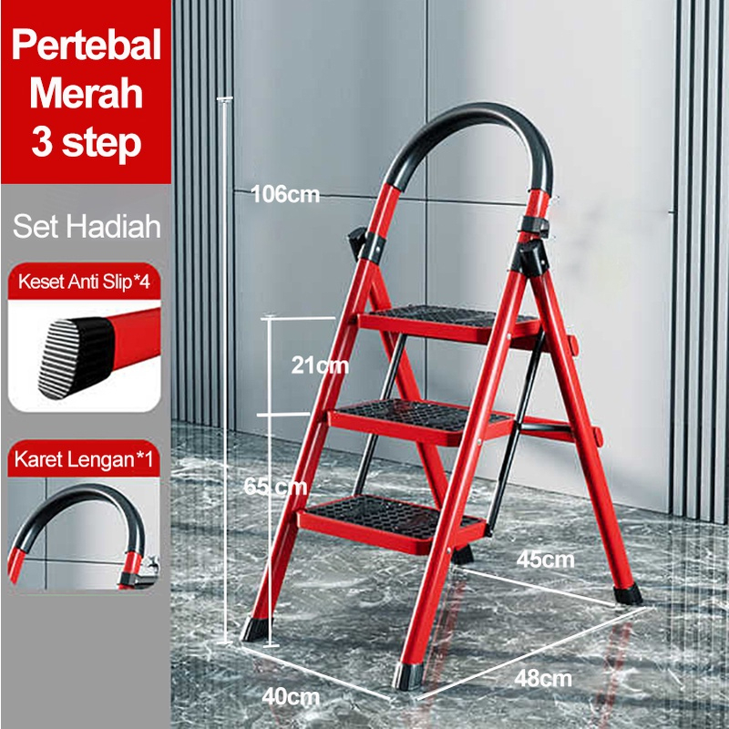 Jual 3 Step Tangga Rumah Lipat Tangga Besi Lipat Household Steel Ladder / Baja Karbon Tangga ...