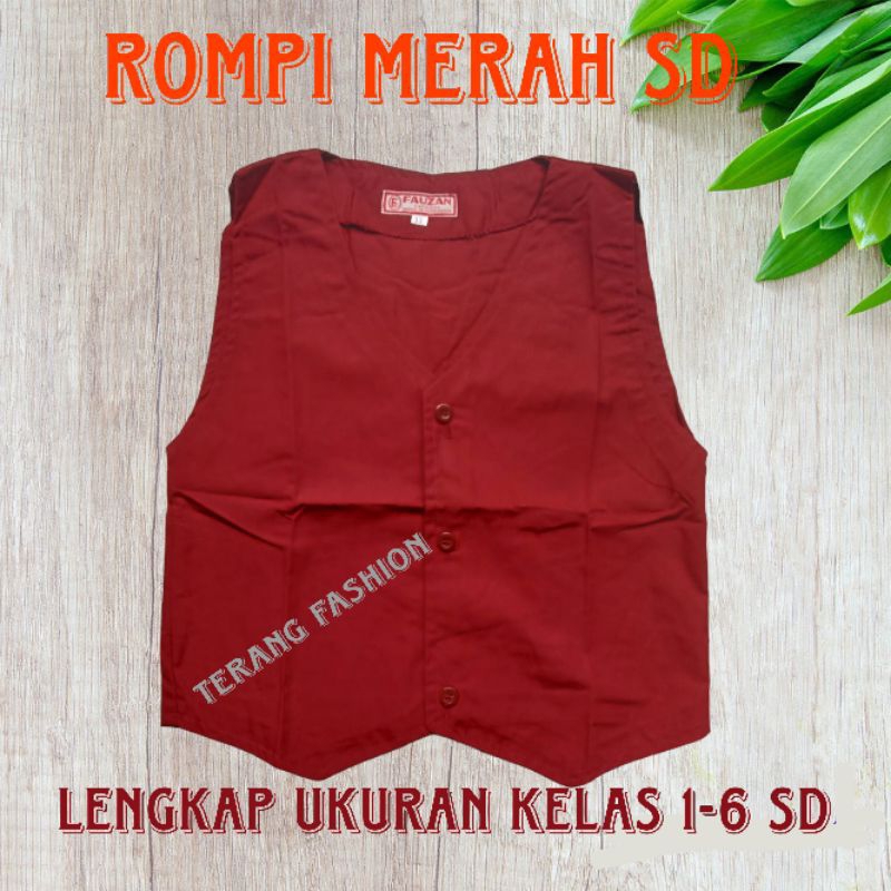 Jual Rompi Seragam Sekolah SD Rompi Merah Lengkap Ukuran Kelas 1-6 SD ...